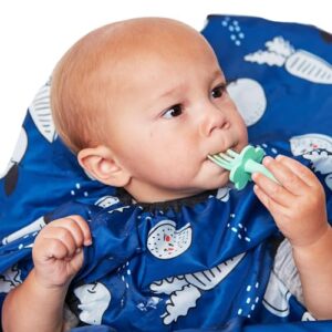 grabease allover waterproof bib for self-feeding infants and toddlers, machine washable, ages 6-24 months, navy