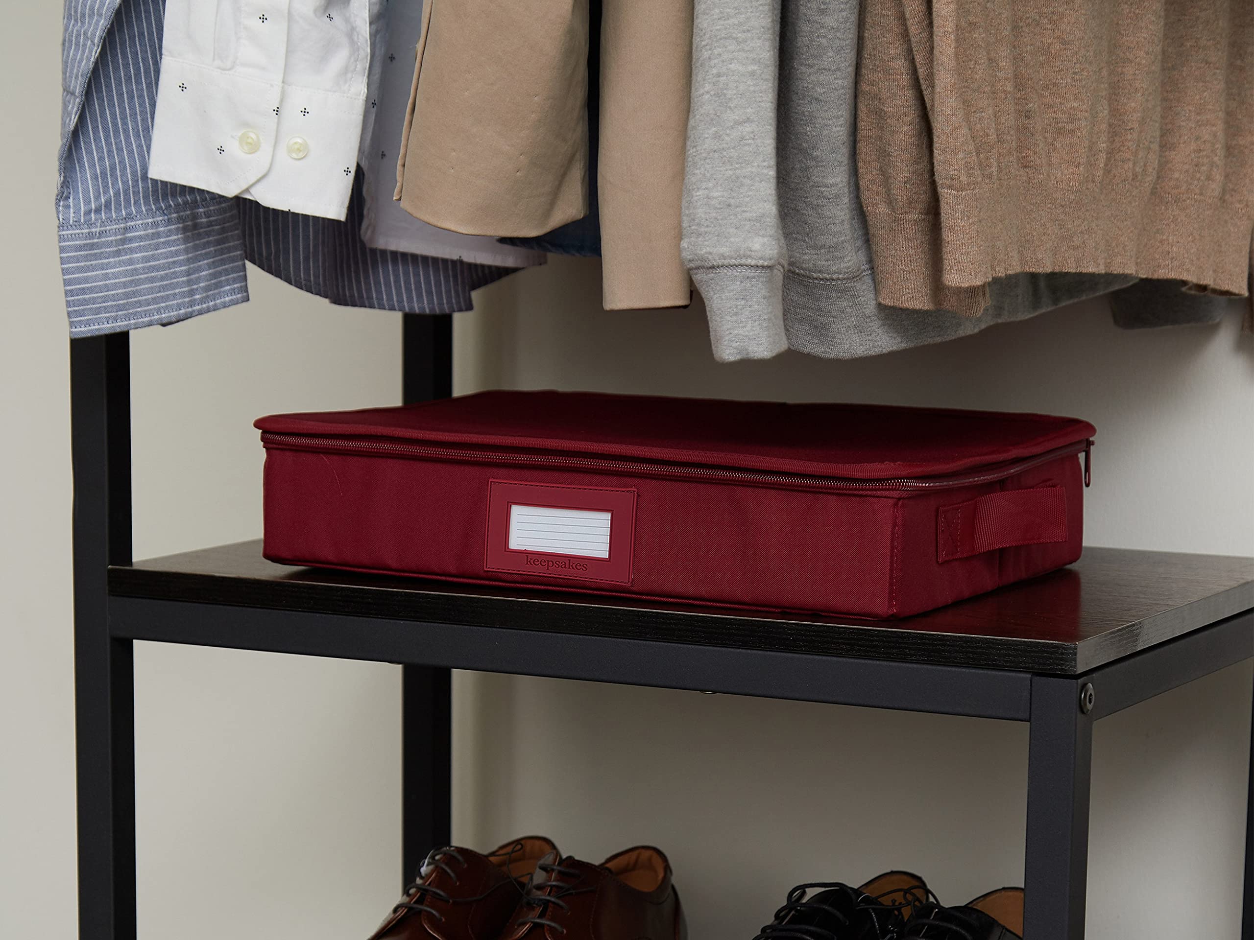 Covermates Keepsakes - Zip-Top Storage Box - Heavy Duty Polyester- Reinforced Handles - Stackable Design - Indoor Storage, Scarlett Red