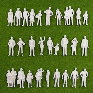 P4310B 90pcs O Gauge White Standing Figures Unpainted 1:43 Scale People Passengers for Model Train Miniature Scenery Layout