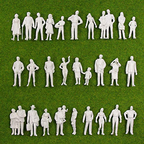 P4310B 90pcs O Gauge White Standing Figures Unpainted 1:43 Scale People Passengers for Model Train Miniature Scenery Layout