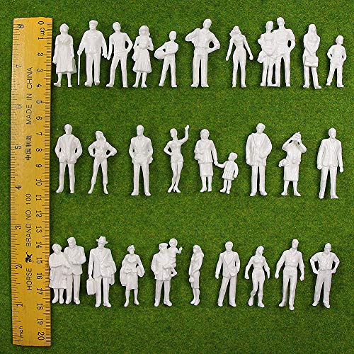 P4310B 90pcs O Gauge White Standing Figures Unpainted 1:43 Scale People Passengers for Model Train Miniature Scenery Layout