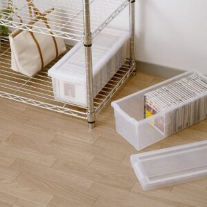 Tenma Disc Storage Box, CD Storage Box, Set of 3, Clear, Approx. 5.9 x 6.9 x 17.7 inches (15 x 17.5 x 45 cm)