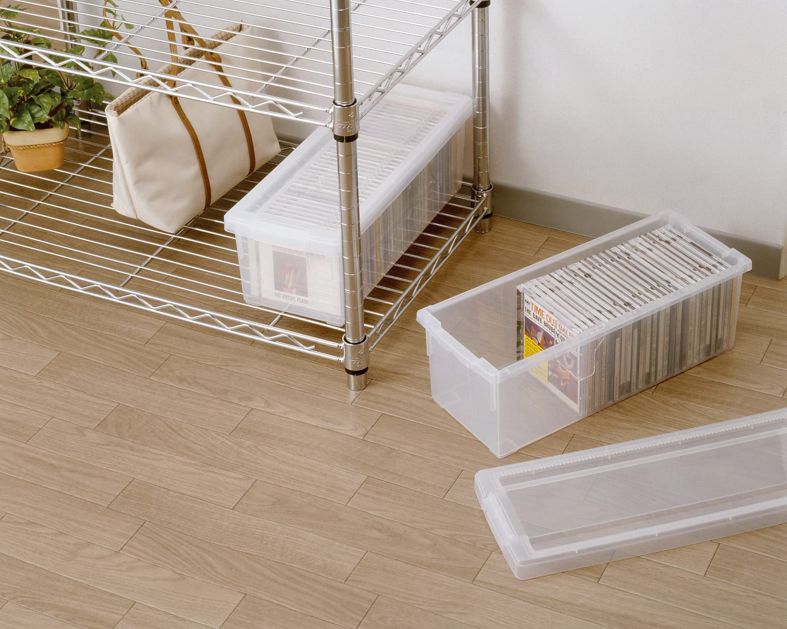 Tenma Disc Storage Box, CD Storage Box, Set of 3, Clear, Approx. 5.9 x 6.9 x 17.7 inches (15 x 17.5 x 45 cm)