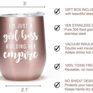 Rock and Llama I'm Just A Girl Boss Building Her Empire Wine Glass Tumbler Cup Boss Lady Gifts Boss Babe Coffee Mug