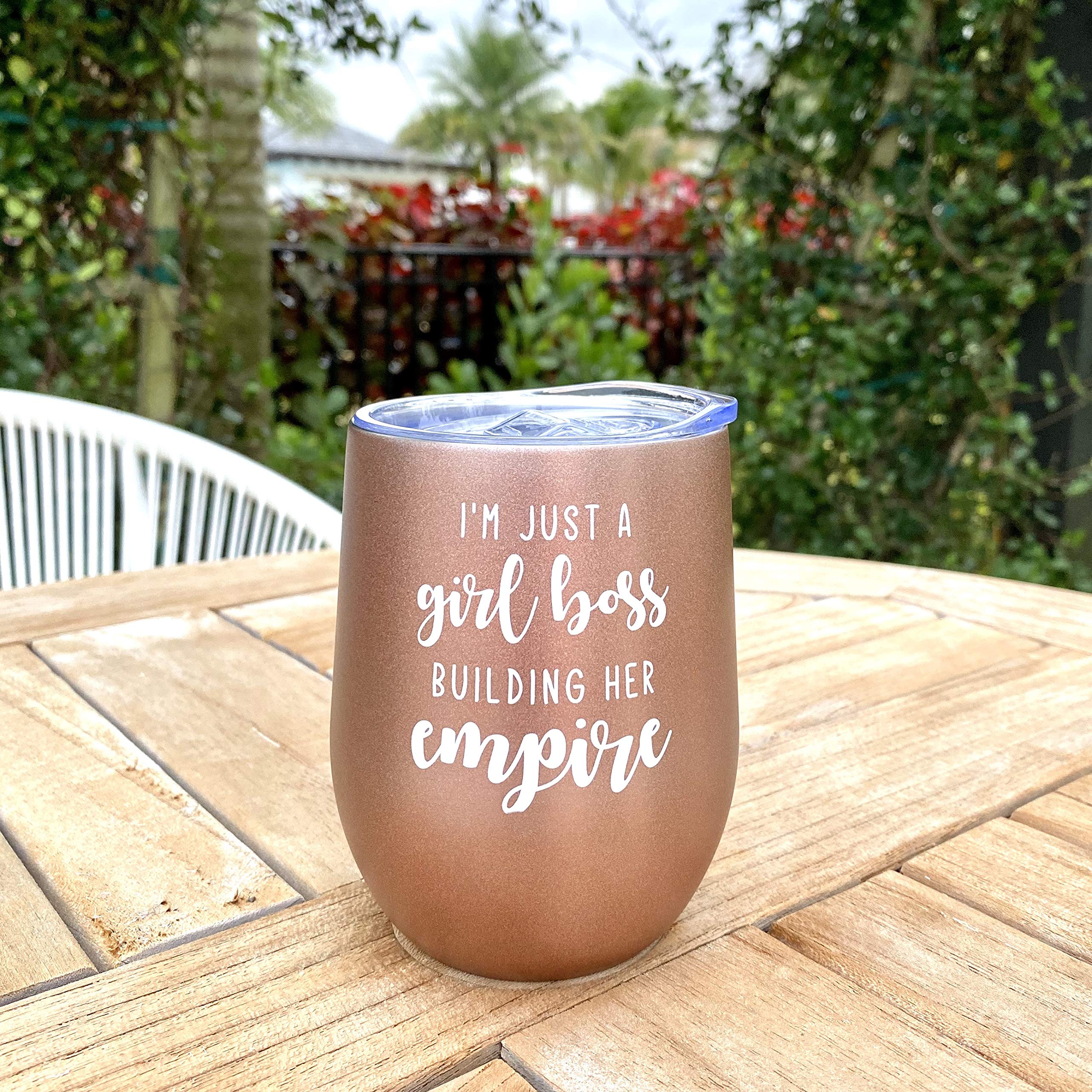 Rock and Llama I'm Just A Girl Boss Building Her Empire Wine Glass Tumbler Cup Boss Lady Gifts Boss Babe Coffee Mug