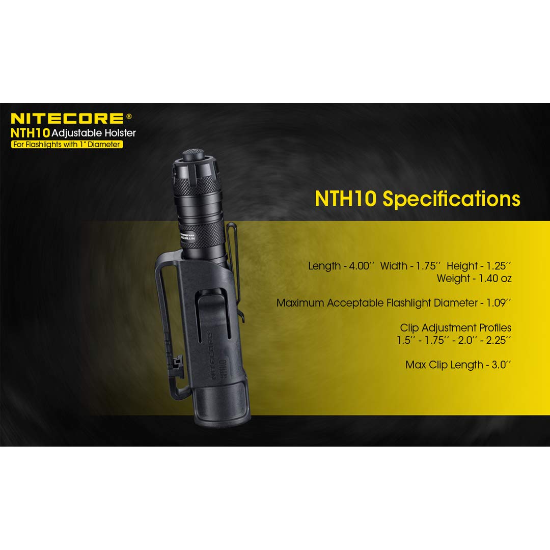 NITECORE NTH10 Adjustable Hard Holster for Flashlights with 1 inch Tube Diameter