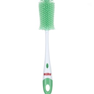 Nuby Soft Non-Scratch Silicone Bristle Bottle & Nipple Brush with Looped Handle, Aqua