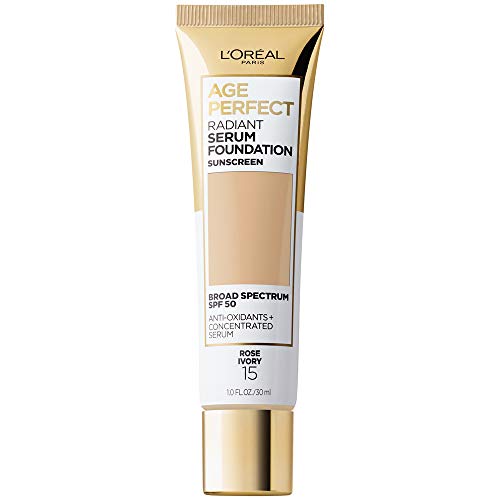 L'Oreal Paris Age Perfect Radiant Serum Foundation with SPF 50, Rose Ivory, 1 Ounce