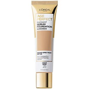 l'oreal paris age perfect radiant serum foundation with spf 50, cream beige, 1 ounce