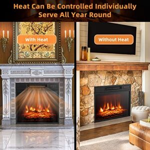 Tangkula 18 Inches Electric Fireplace Insert, Recessed 1400 W Electric Fireplace w/Adjustable Flame & Heat, Built-in Timer & Thermostat, Control Panel & Remote and Overheat Protection, Black