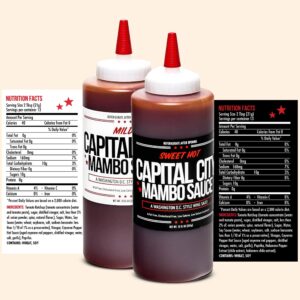 Capital City Mambo Sauce - Variety 2 Pack - Sweet Hot & Mild | Washington DC Wing Sauces | Perfect Condiment Topping for Wings, Chicken, Pork, Beef, Seafood, Burgers, Rice or Noodles | 12 fl oz Bottles