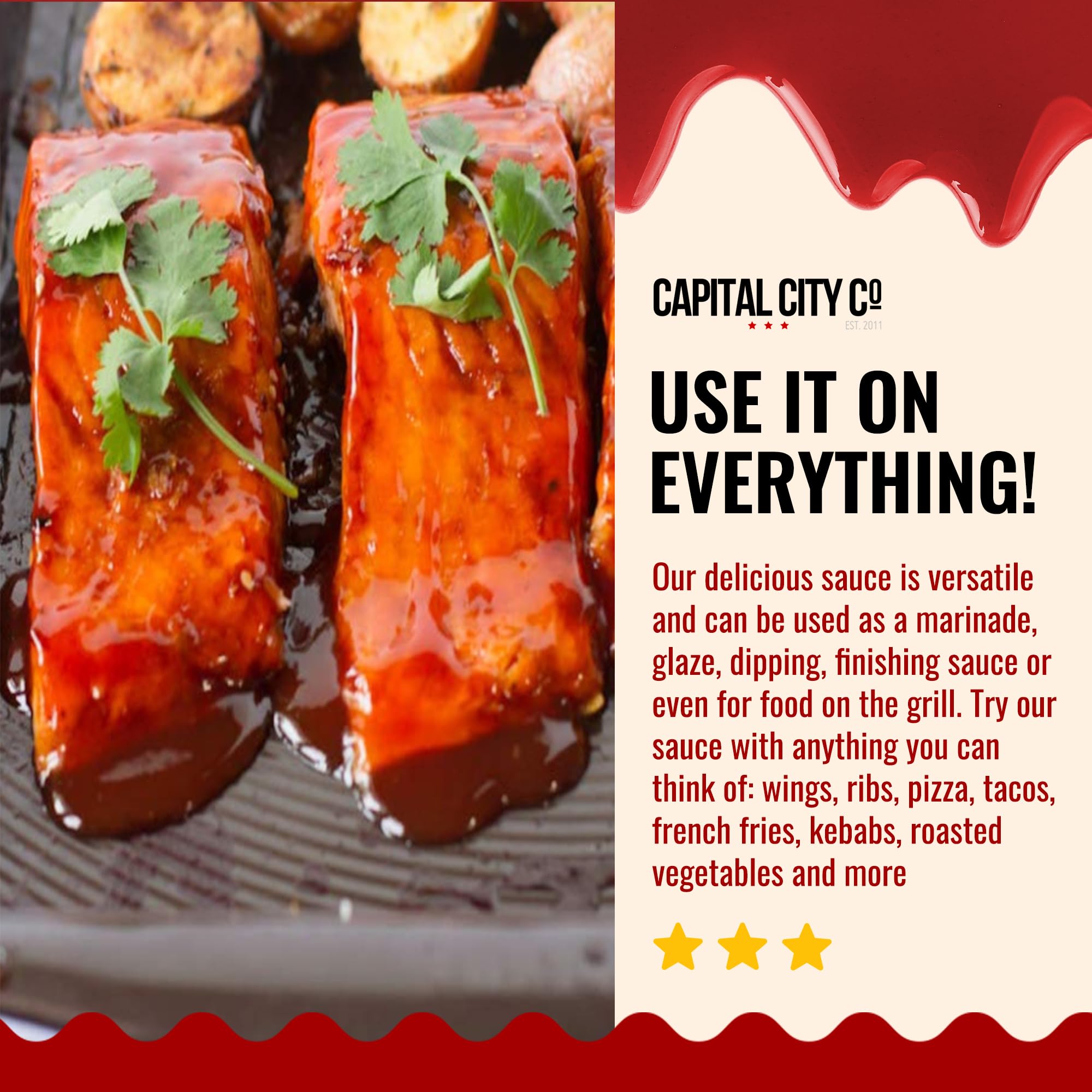 Capital City Mambo Sauce - Variety 2 Pack - Sweet Hot & Mild | Washington DC Wing Sauces | Perfect Condiment Topping for Wings, Chicken, Pork, Beef, Seafood, Burgers, Rice or Noodles | 12 fl oz Bottles