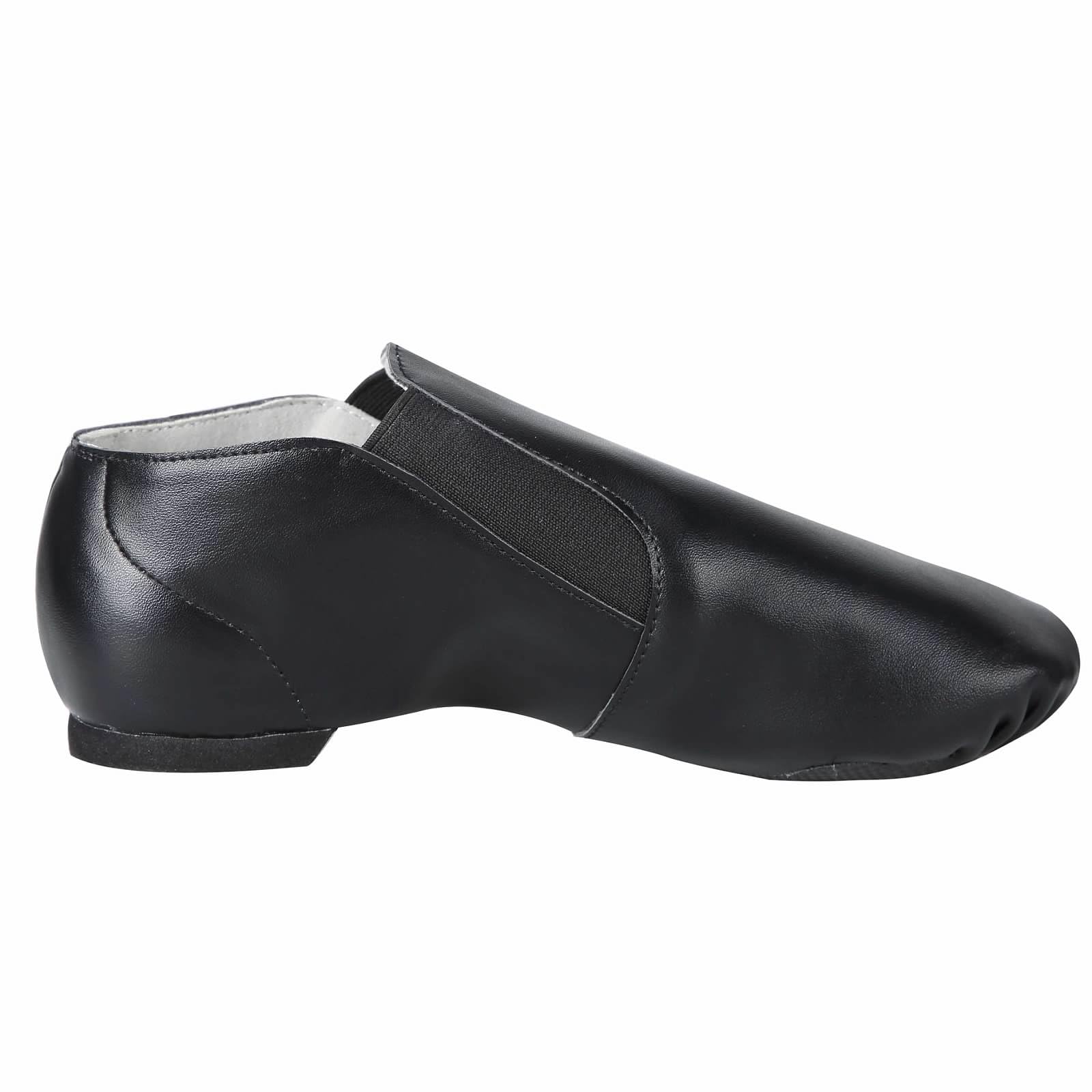 Dynadans Unisex PU Leather Upper Slip-on Jazz Shoe with Elastics for Women and Men's Dance Shoes-Black-8M