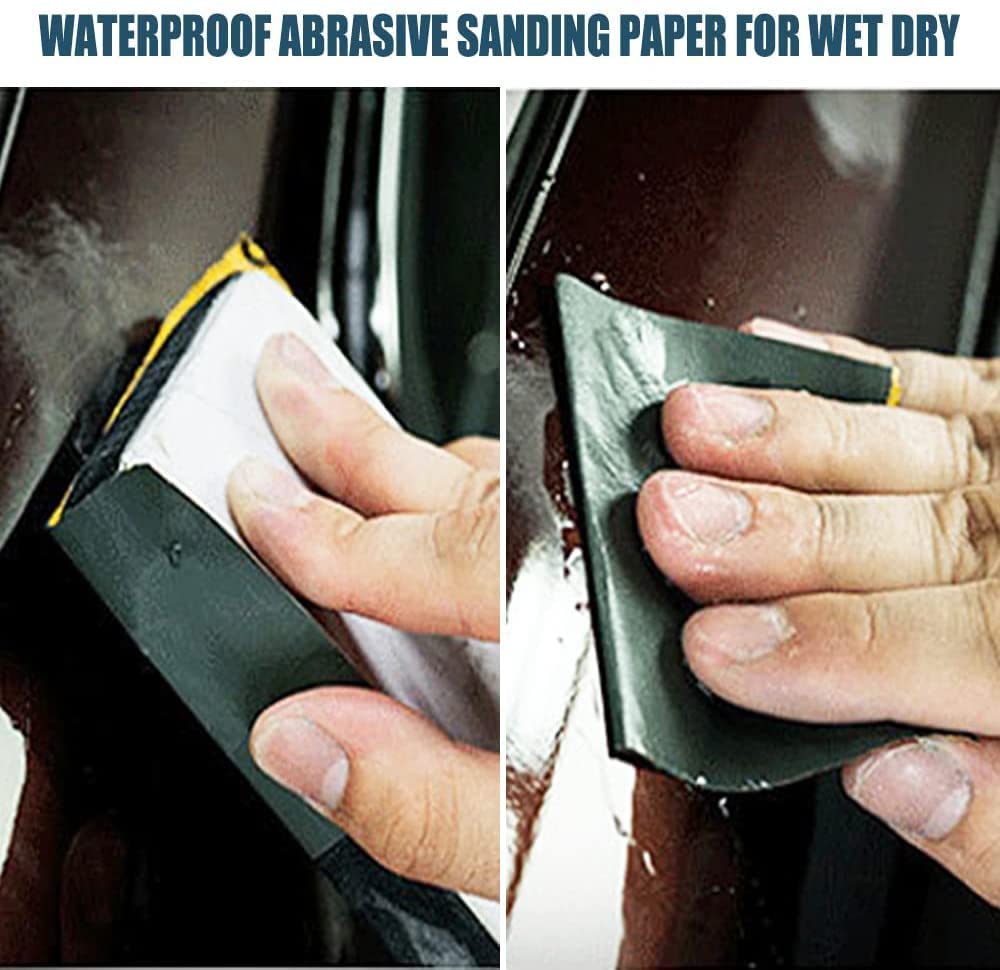 Utoolmart 120 Grits Sanding Sheets Sandpaper Wet Dry Silicon Carbide Sandpaper for Wood Furniture Metal Automotive Polishing 5pcs