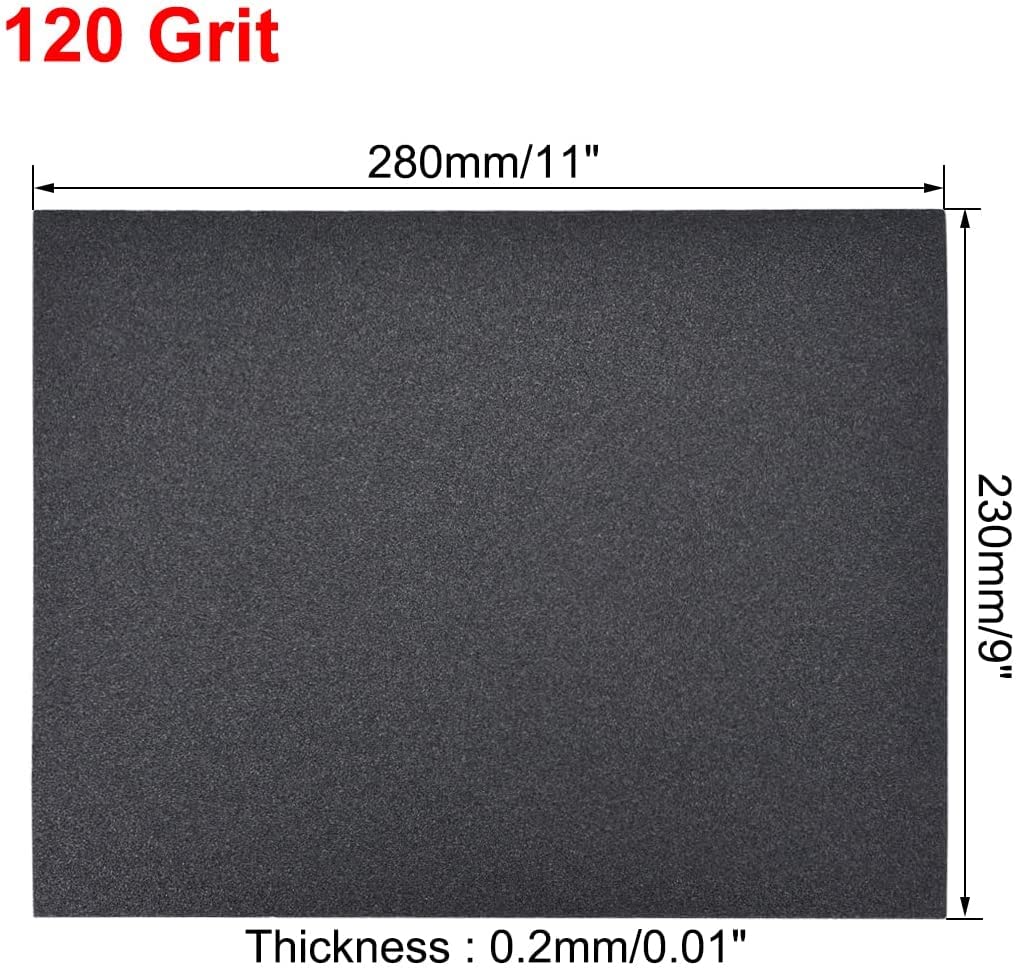 Utoolmart 120 Grits Sanding Sheets Sandpaper Wet Dry Silicon Carbide Sandpaper for Wood Furniture Metal Automotive Polishing 5pcs