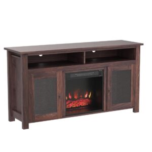 LOKATSE HOME Electric Fireplace Stand Console for TV's Up to 60" Living Room Storage Entertainment Center, Espresso