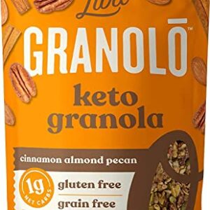 Livlo Keto Nut Granola Cereal - Grain Free & Gluten Free - 1g Net Carbs - Keto Friendly Low Carb Healthy Snack - Paleo & Diabetic Friendly Food - Cinnamon Almond Pecan, 11oz