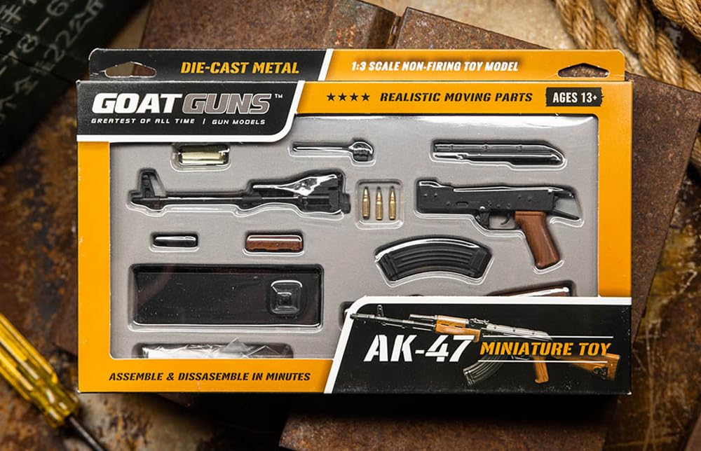 GOAT GUNS Miniature AK-47 Model Black | 1:3 Scale Diecast Metal Build Kit