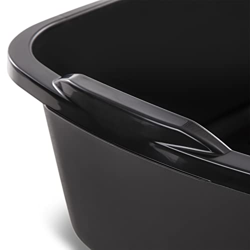 Sterilite 18 Qt Dishpan, Bin Ideal for Soaking and Cleaning Dirty Dishes in the Kitchen Sink, Black, 6-Pack