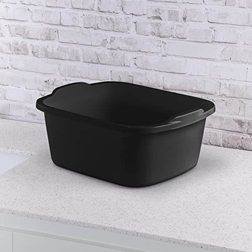 Sterilite 18 Qt Dishpan, Bin Ideal for Soaking and Cleaning Dirty Dishes in the Kitchen Sink, Black, 6-Pack