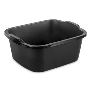 Sterilite 18 Qt Dishpan, Bin Ideal for Soaking and Cleaning Dirty Dishes in the Kitchen Sink, Black, 6-Pack