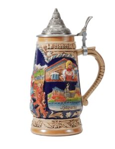 haucoze beer stein mug german munich bavarian drinking stanley viking tankard with petwer lid for birthday gifts men father husband 1.0liter