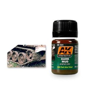 ak-interactive ak 023, dark mud effects - 35 ml / 1.18 fl.oz jar - model building paints and tools # ak-023