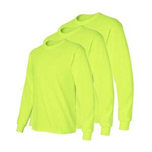 fit in basic safety high visibility long sleeve construction work shirts for men large, safety green (3pk)