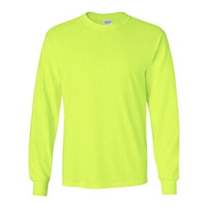 Fit In Basic Safety High Visibility Long Sleeve Construction Work Shirts for Men Large, Safety Green (3pk)