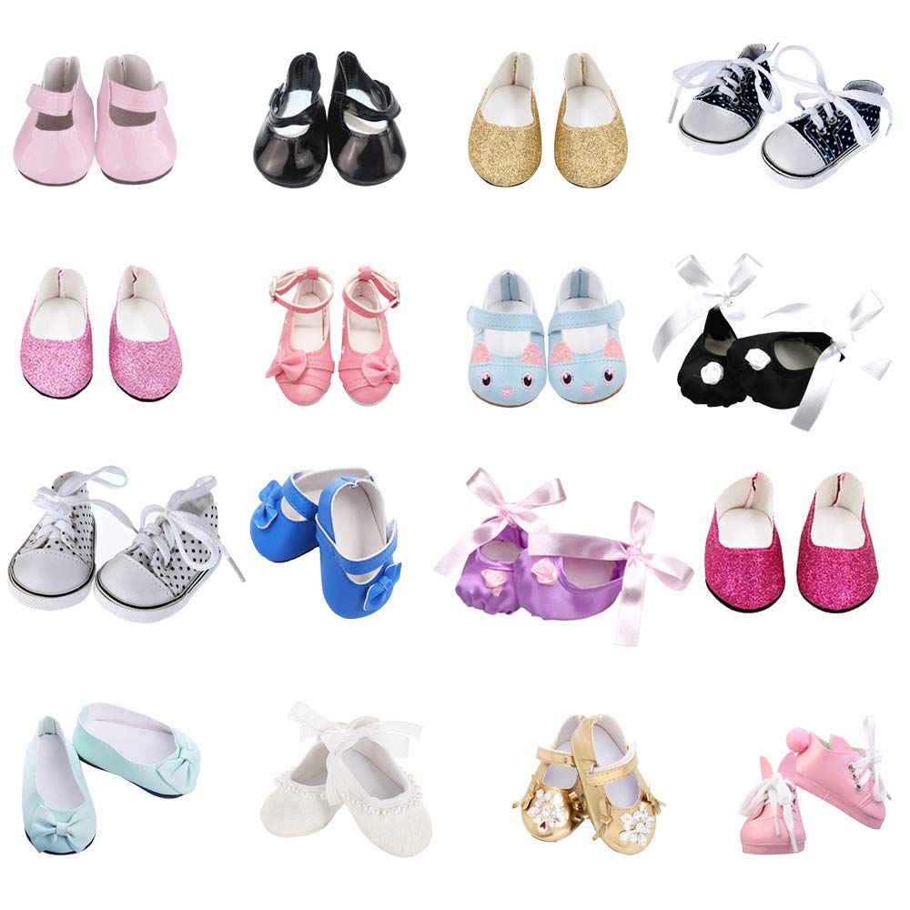 SOTOGO 7 Pairs of 18 Inch Doll Shoes and 3 Pairs of Socks Fits for American 18 Inch Doll Include Boots Leather Shoes Sneakers