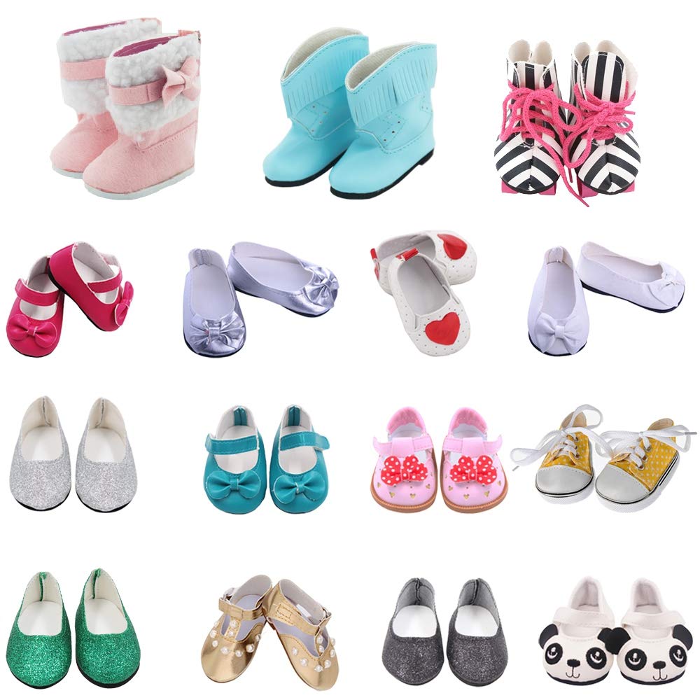 SOTOGO 7 Pairs of 18 Inch Doll Shoes and 3 Pairs of Socks Fits for American 18 Inch Doll Include Boots Leather Shoes Sneakers