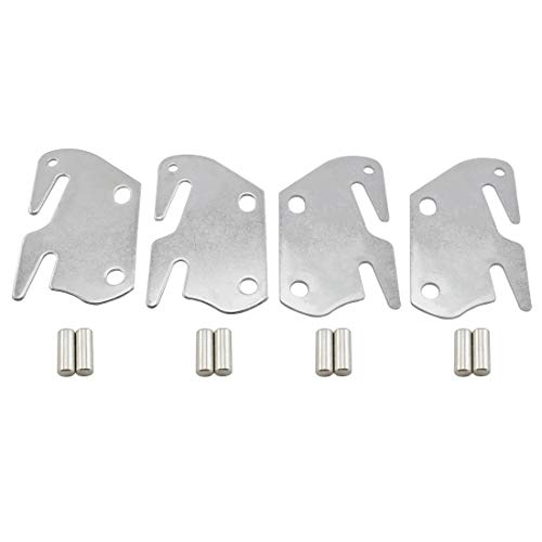 SDTC Tech 4 Sets Wooden Bed Rail Hook Plates #10 Bed Frame Bracket Headboard Footboard Hook Supports with Mounting Pins for Bed Parts Replacement or New Bed Constructions