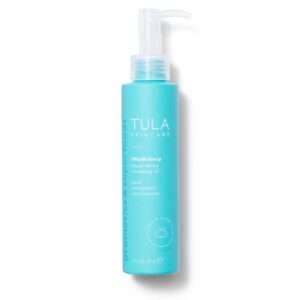 tula skin care #nomakeup replenishing cleansing oil - oil cleanser and makeup remover, gently clean and remove stubborn makeup and residue, 4.7 oz.