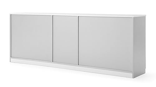 ZURI Furniture Reagan Modern Polished Office Storage and Filing Cabinet Credenza - White