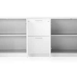 ZURI Furniture Reagan Modern Polished Office Storage and Filing Cabinet Credenza - White