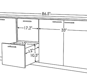 ZURI Furniture Reagan Modern Polished Office Storage and Filing Cabinet Credenza - White