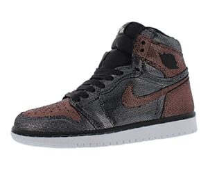 nike womens air jordan 1 hi og fearless black/black-mtlc rose gld synthetic size 8.5