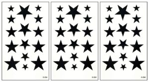 parita small tattoos black night stars temporary tattoo body sticker hand neck wrist art fashion tattoo fake waterproof cartoon stickers for adult men women kids (pack 3 pcs.) (06)