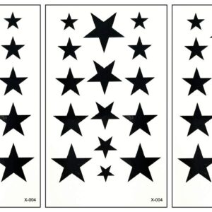 PARITA Small Tattoos Black Night Stars Temporary Tattoo Body Sticker Hand Neck Wrist Art Fashion Tattoo Fake Waterproof Cartoon Stickers for Adult Men Women Kids (Pack 3 PCS.) (06)