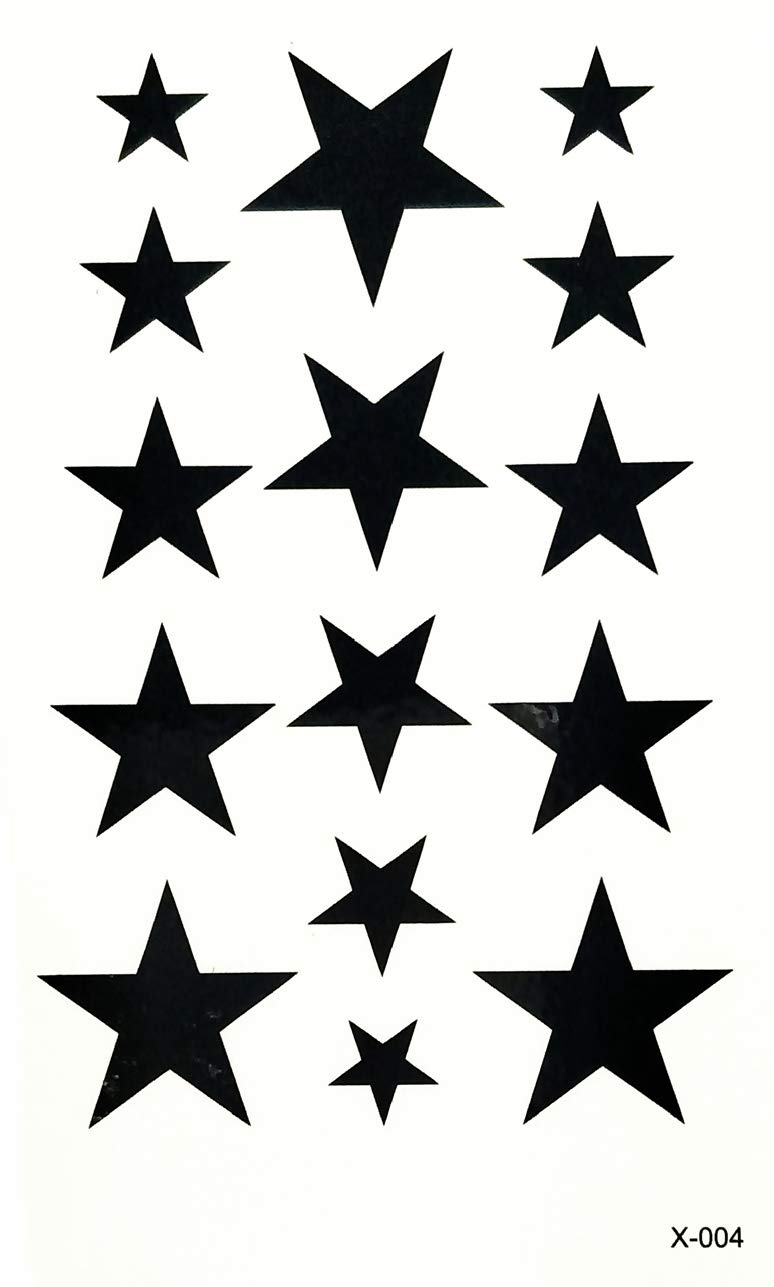 PARITA Small Tattoos Black Night Stars Temporary Tattoo Body Sticker Hand Neck Wrist Art Fashion Tattoo Fake Waterproof Cartoon Stickers for Adult Men Women Kids (Pack 3 PCS.) (06)