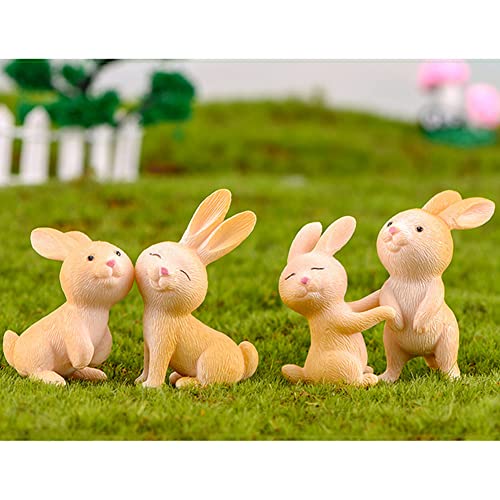 7 Pcs Rabbit Figures for Kids, Animal Toys Set Cake Toppers, Rabbit Fairy Garden Miniature Figurines Collection Playset for Christmas Birthday Gift Desk Decorations