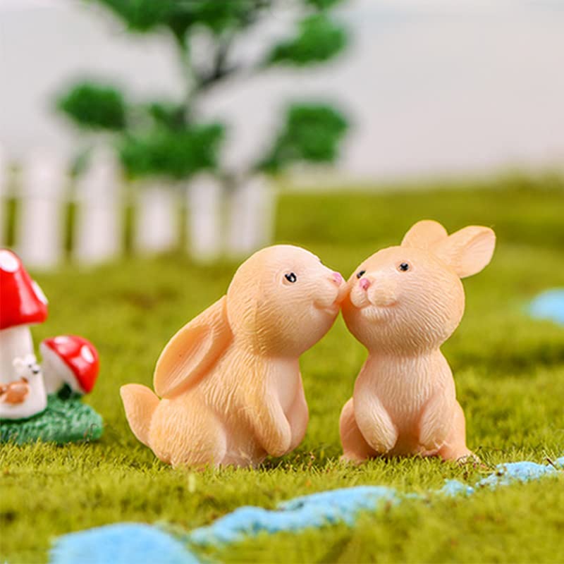 7 Pcs Rabbit Figures for Kids, Animal Toys Set Cake Toppers, Rabbit Fairy Garden Miniature Figurines Collection Playset for Christmas Birthday Gift Desk Decorations