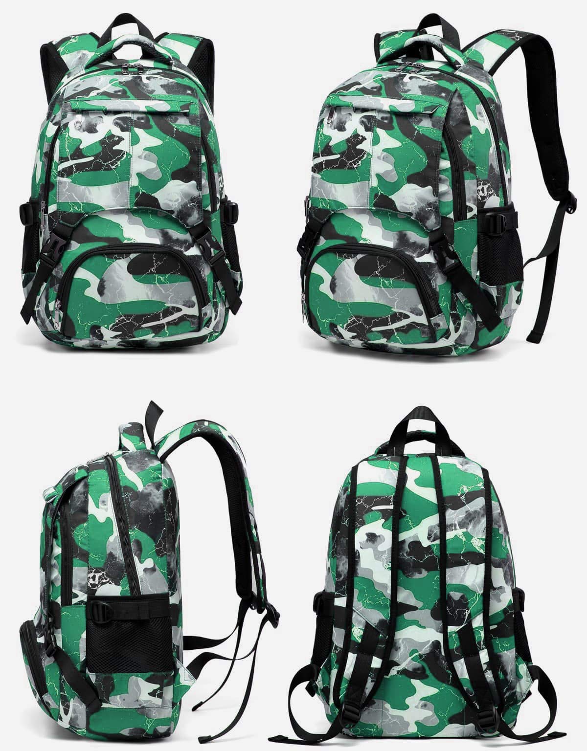 BLUEFAIRY Kids Backpacks for Boys Girls Elementary School Bags Bookbag Kindergarten Primary Secondary (Green Camo)