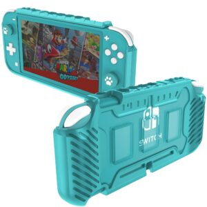 kiwihome switch lite protective case, portable cover grip case only for nintendo switch lite with comfortable grip & game card slots (turquoise)