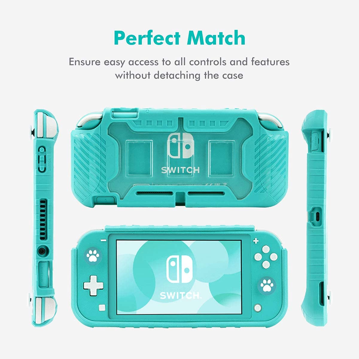 KIWIHOME Switch Lite Protective Case, Portable Cover Grip Case Only for Nintendo Switch Lite with Comfortable Grip & Game Card Slots (Turquoise)