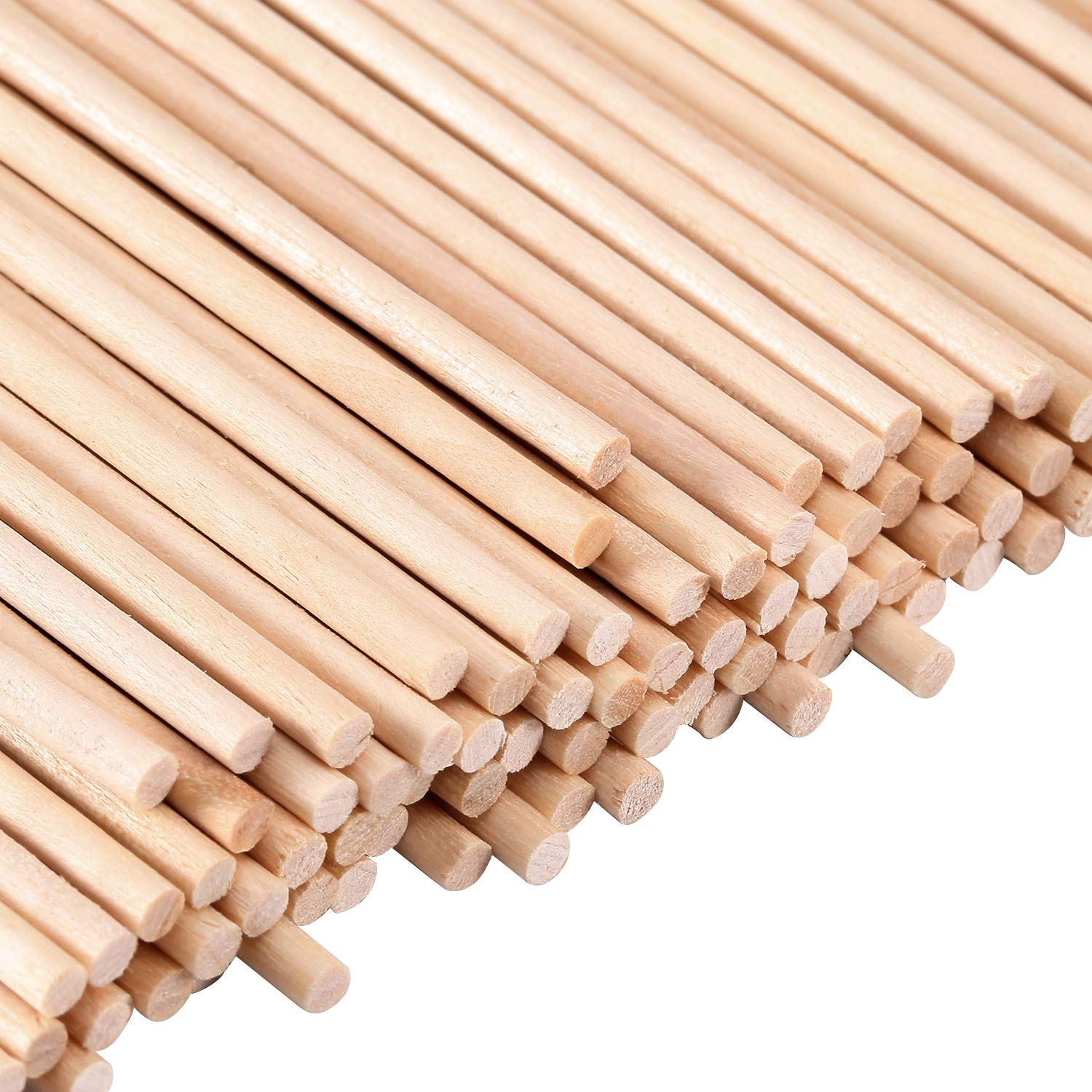 Senkary Wooden Dowel Rods 1/8 x 12 Inch Unfinished Natural Wood Craft Dowel Rods, 100 Pieces