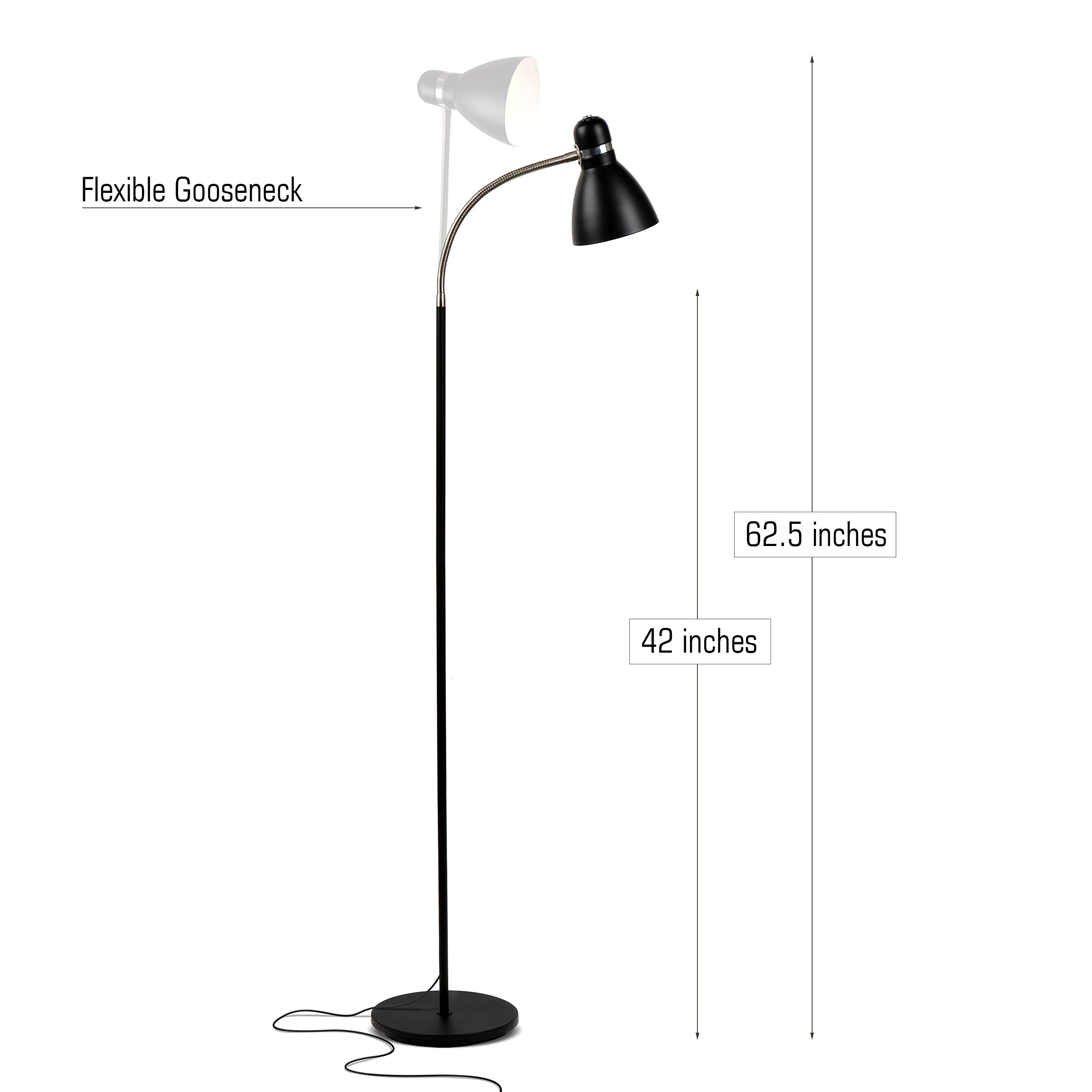 Brightech Avery Floor Lamp, Dimmable Standing Lamp With Sturdy Base, Floor Lamp for Over Chair Bedroom Reading, Modern LED Lamp for Living Rooms, Tall Lamp for Offices, Great Living Room Decor - Black