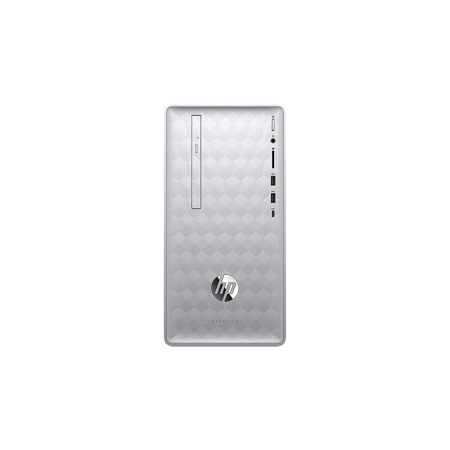 HP Pavilion Desktop Computer, Intel Core i5-9400, 12GB RAM, 1TB Hard Drive, 256 GB SSD, Windows 10 (TP01-0050, Silver), Natural Silver