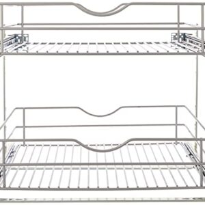 Knape & Vogt RS-DBLMUB-20-FN 20.625 in. W x 21.75 in. D x 16.25 in. H Double Tier Pull Out Cabinet Organizer, Frosted Nickel