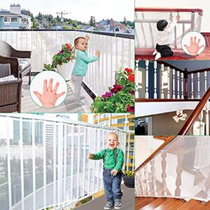 Child Safety Net, Durable Banister Guard for Baby Safety Stairs Railing Balcony Cribs, Banister Stair Mesh Baby Proofing, Easy to Install Stair Netting for Kids, Pets, Toys - (10ft Lx2.5ft H) White